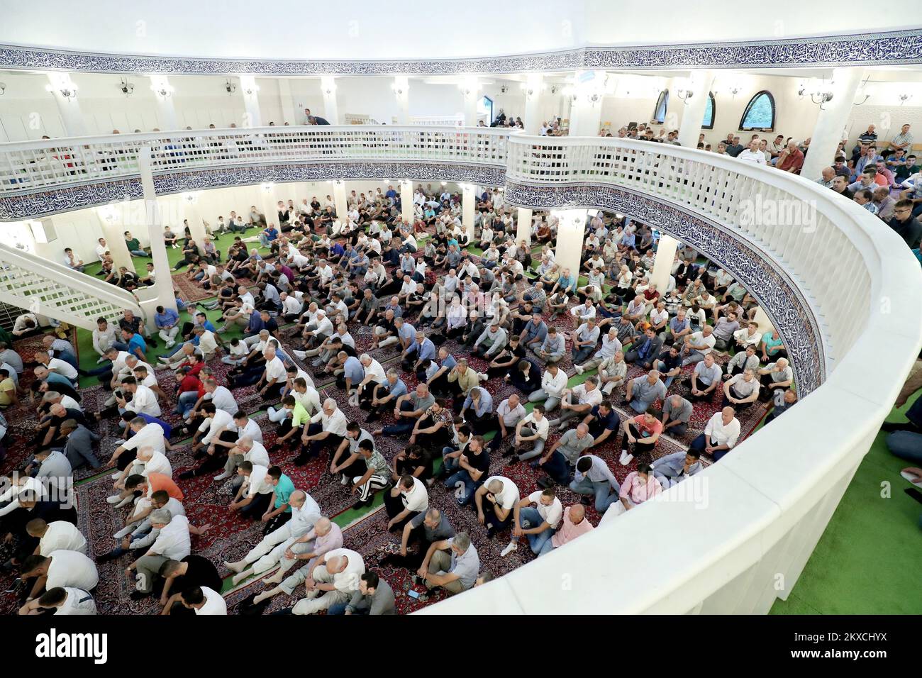 11.08.2019., Zagreb, Croatia - Muslims pray at a mosque during the Eid ...