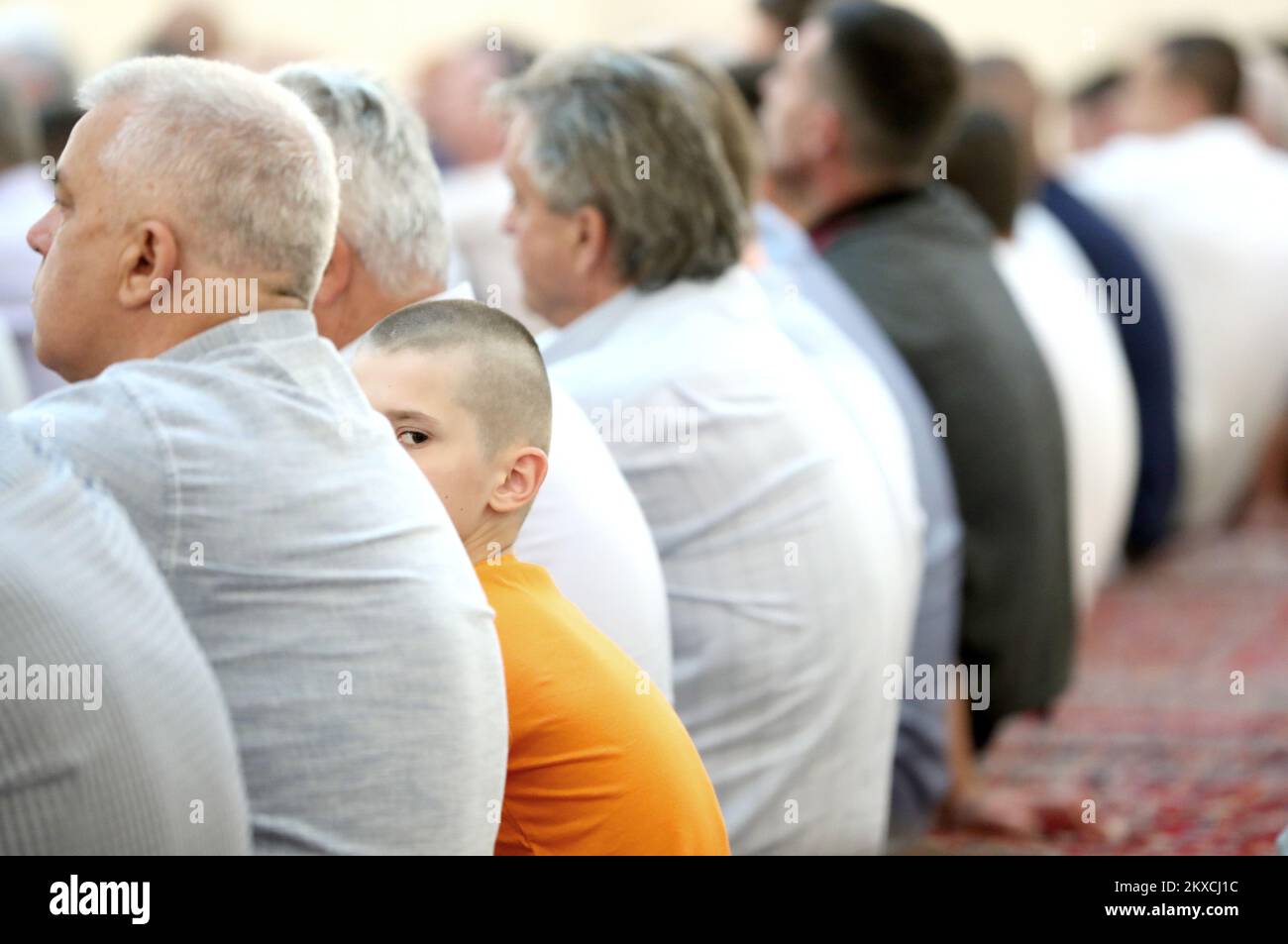 11.08.2019., Zagreb, Croatia - Muslims pray at a mosque during the Eid ...