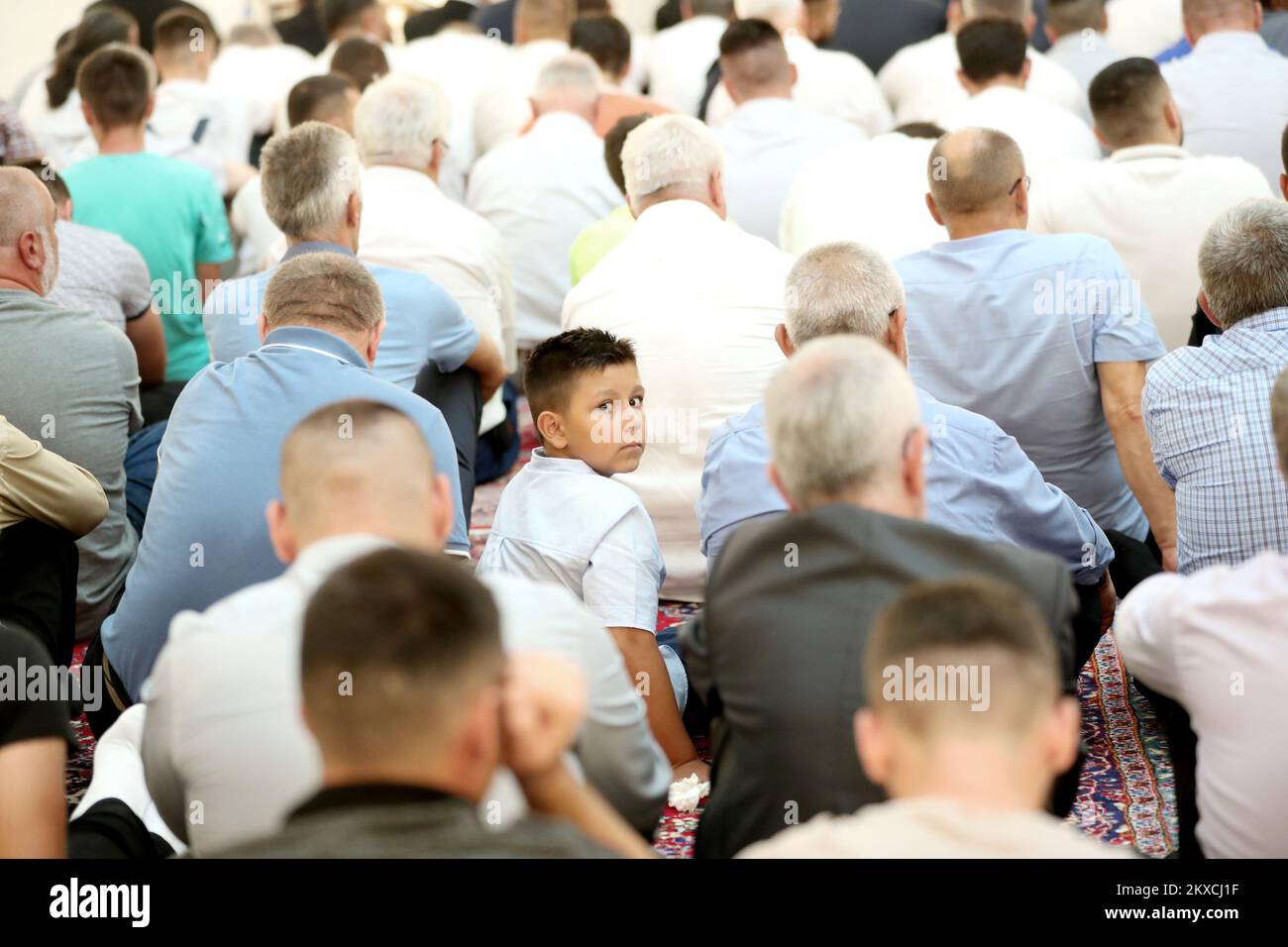 11.08.2019., Zagreb, Croatia - Muslims pray at a mosque during the Eid ...