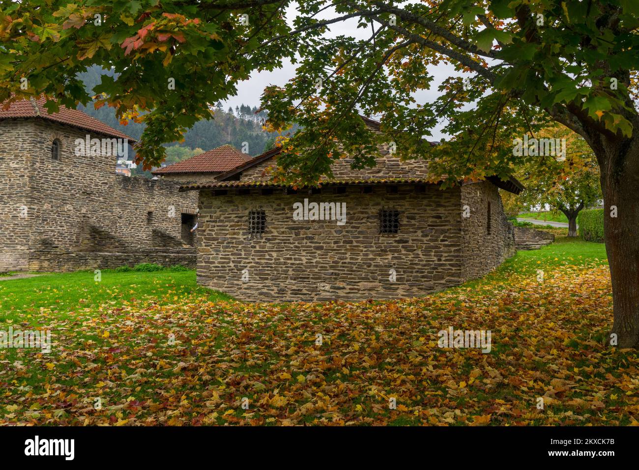Roman buidling Villa Rustica near at the german village Mehring Stock ...