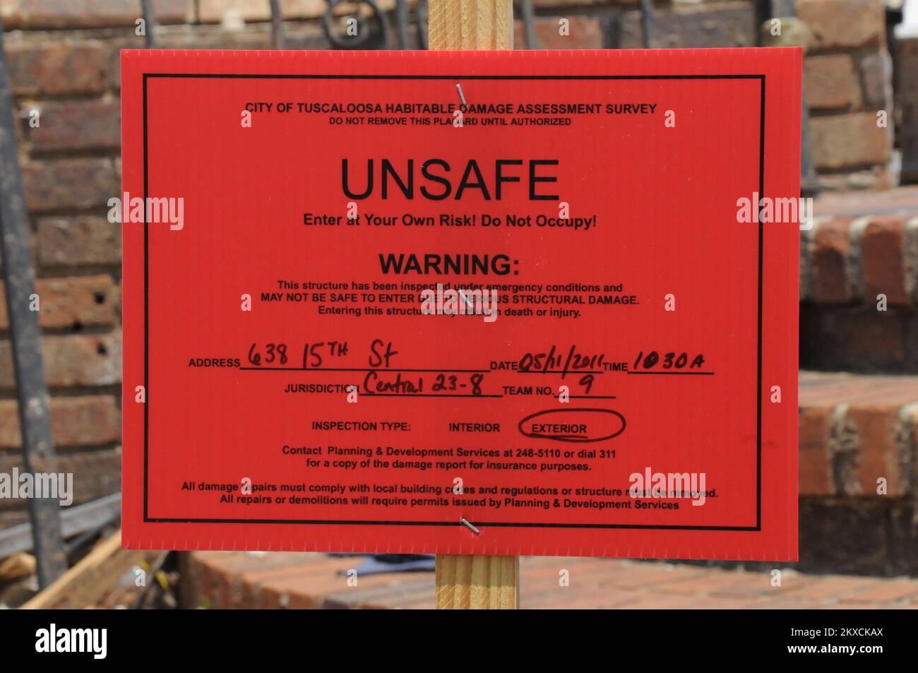 Official Notice of Unsafe Housing in Alabama. Alabama Severe Storms ...