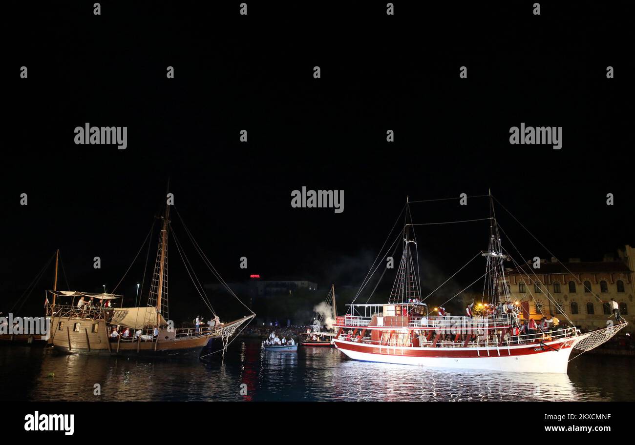 18.082019., Omis, Croatia - Performers in ancient costumes reenact an ...