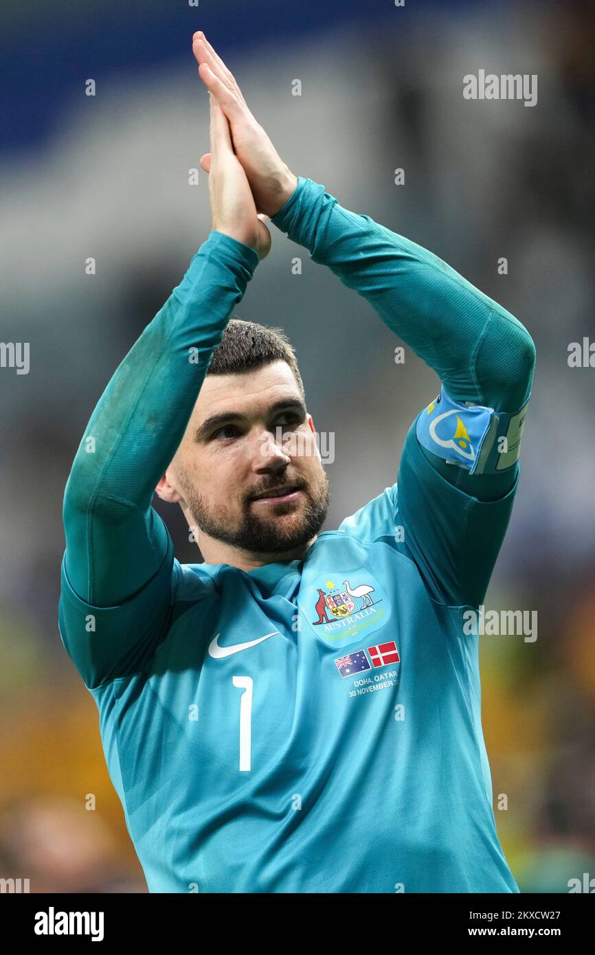 Al Wakrah, Qatar. 30th Nov, 2022. Mathew Ryan, goalkeeper of Australia ...