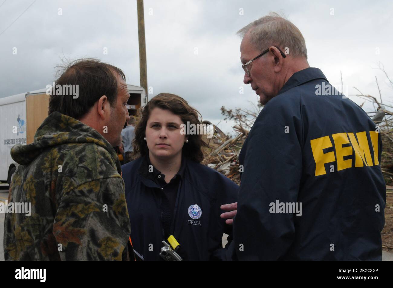 FEMA Community Relations Workers with Disaster Survivor. Alabama Severe ...