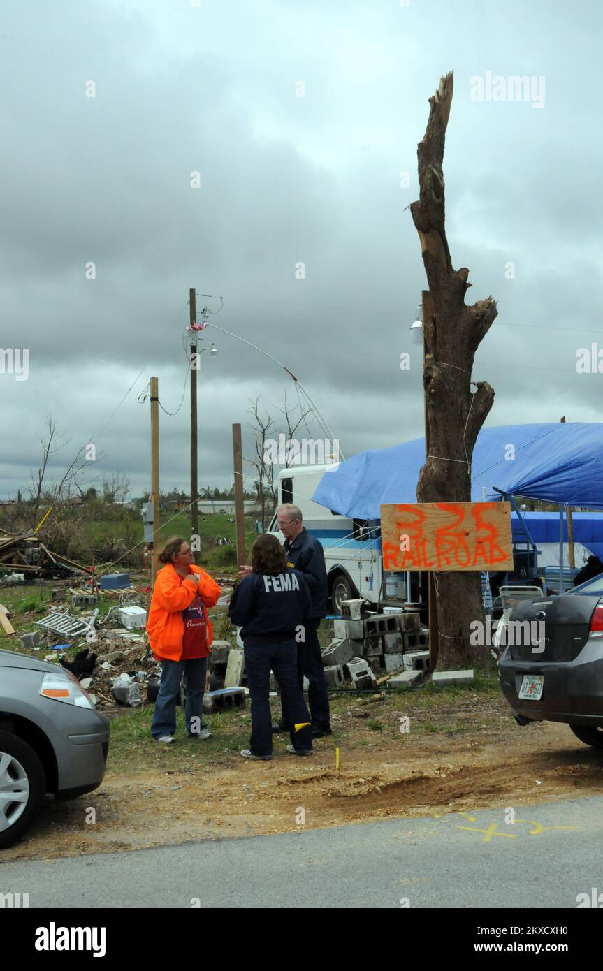 Community Relations Workers with Disaster Survivor. Alabama Severe ...