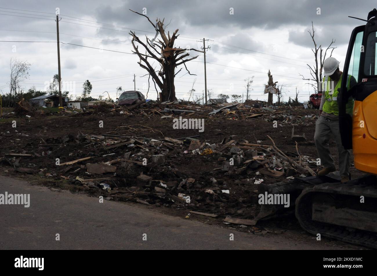 Power Company Contractor at Disaster Site in Alabama. Alabama Severe ...