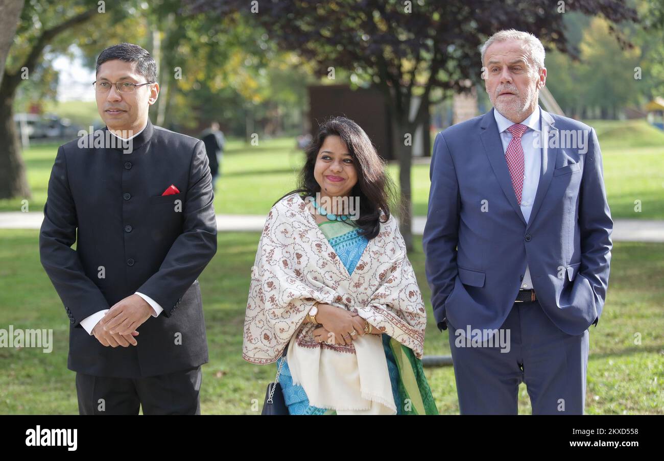 02.10.2019., Zagreb, Croatia - Mahatma Gandhi bust revealed by the ...