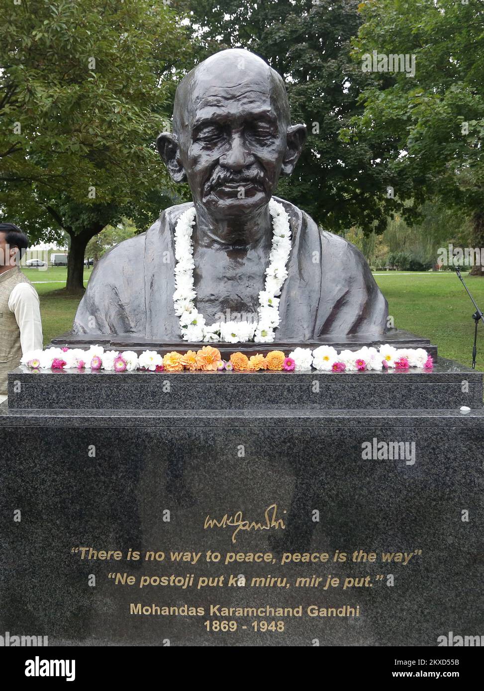 02.10.2019., Zagreb, Croatia - Mahatma Gandhi bust revealed by the ...