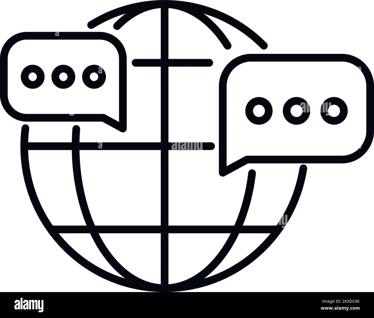 Global interaction icon outline vector. Service team. Online computer ...