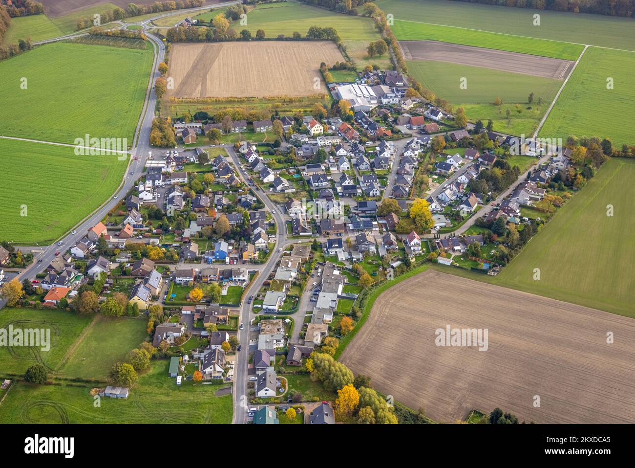Aerial view, Auf der Lette, village view Oberaden, Bergkamen, Ruhr area ...