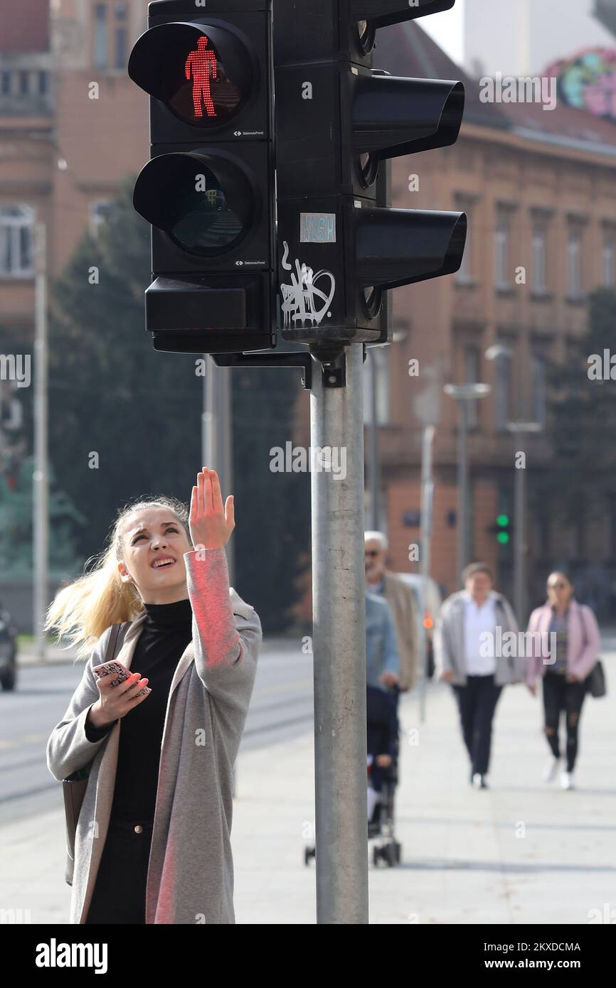 14.10.2019., Zagreb, Croatia - A new traffic light designed for ...
