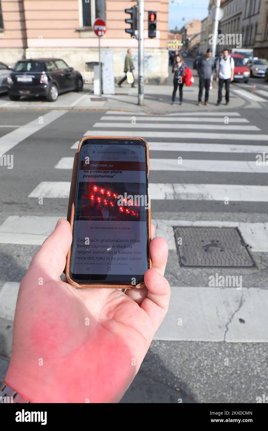 14.10.2019., Zagreb, Croatia - A new traffic light designed for ...