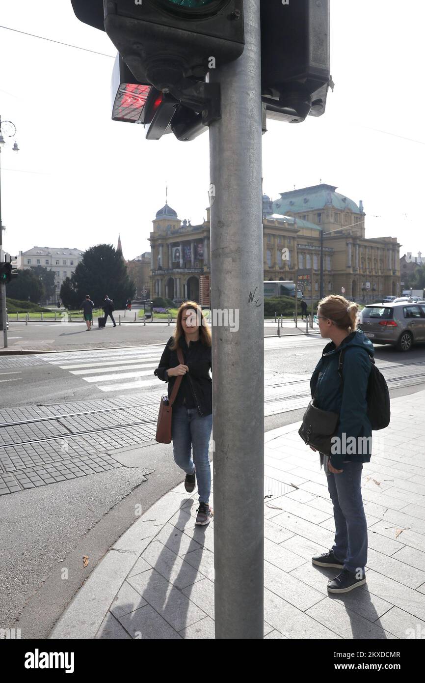 14.10.2019., Zagreb, Croatia - A new traffic light designed for ...