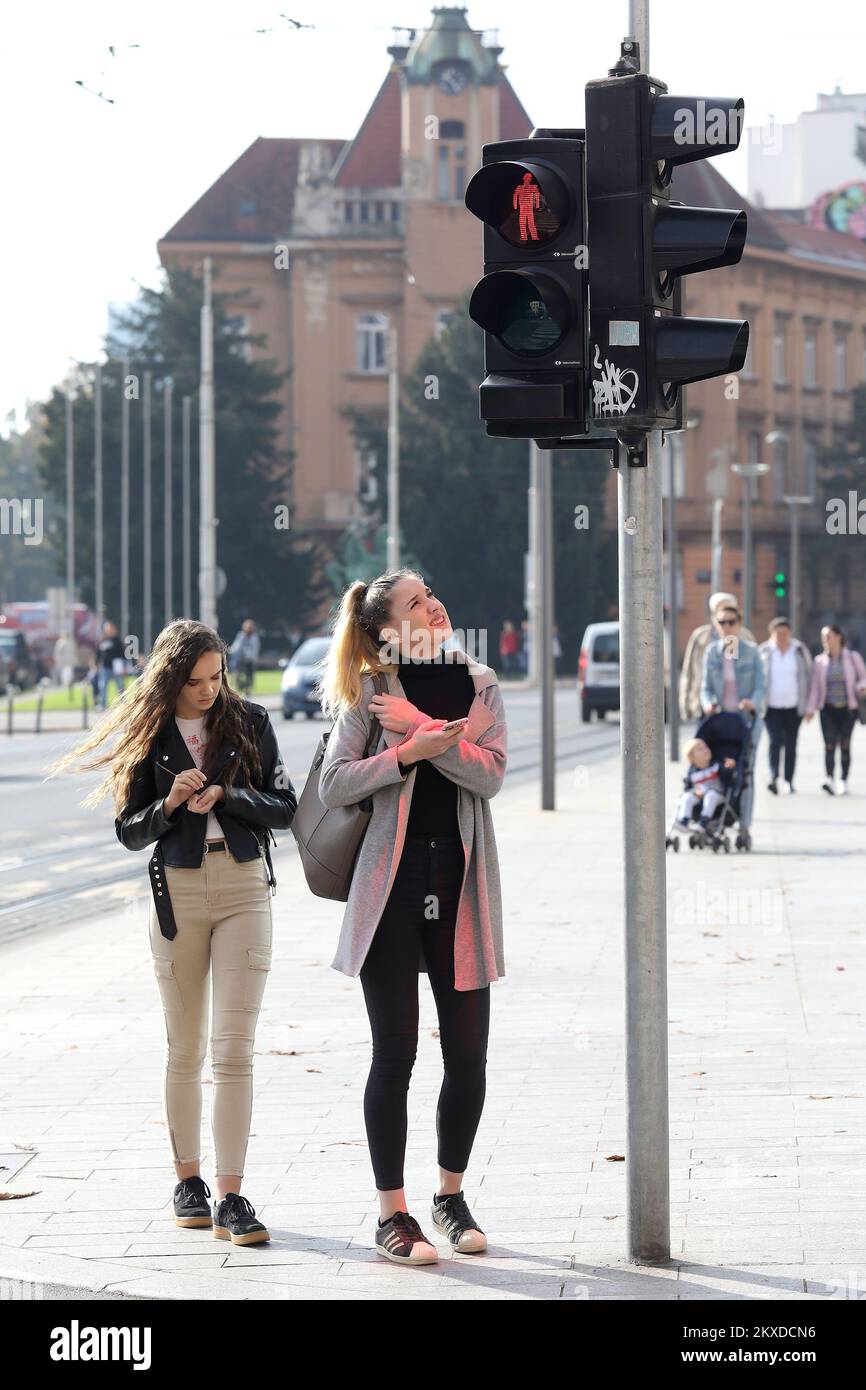 14.10.2019., Zagreb, Croatia - A new traffic light designed for ...