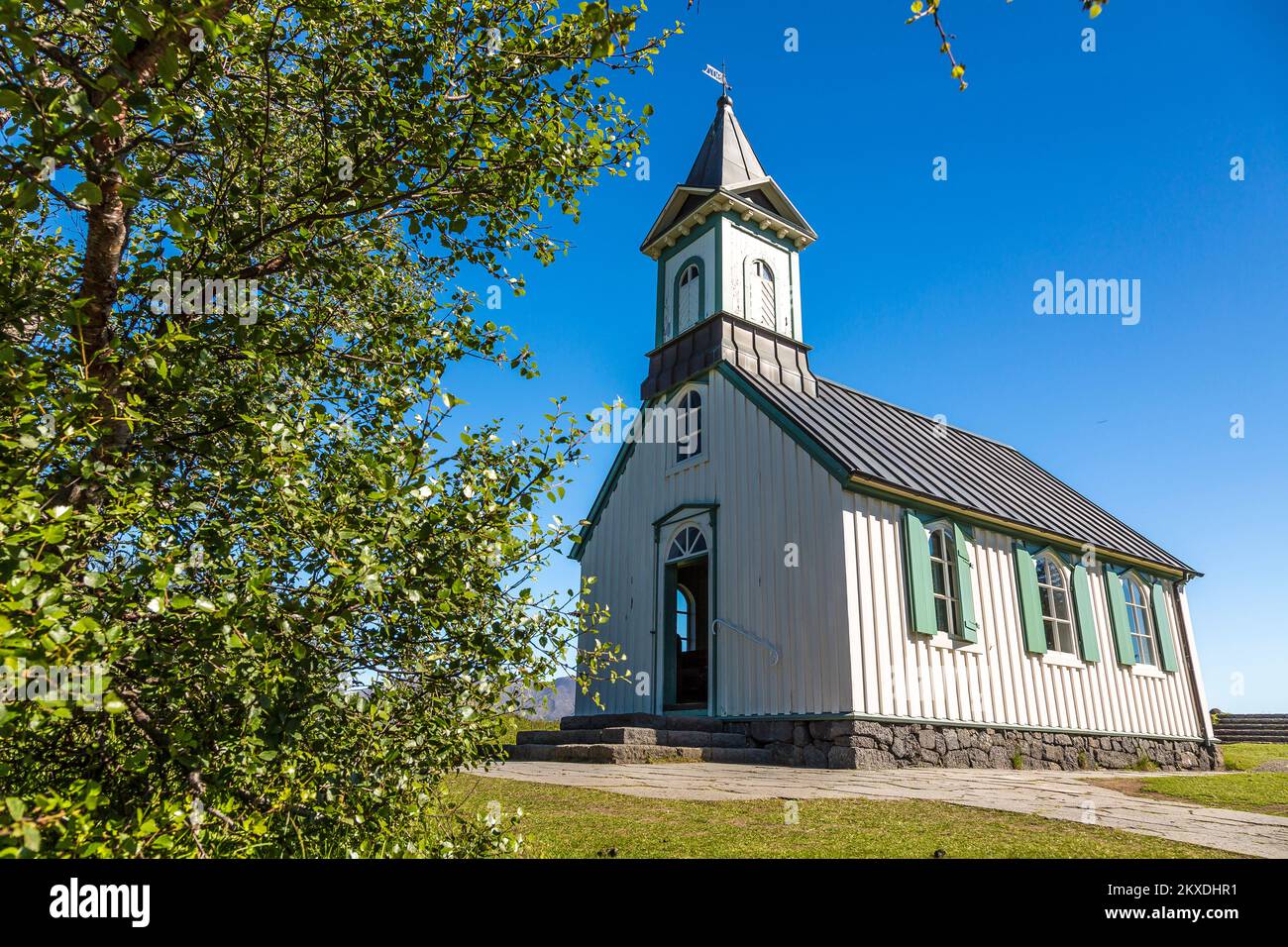 Thingvellir church in Iceland on a sunny day Stock Photo - Alamy