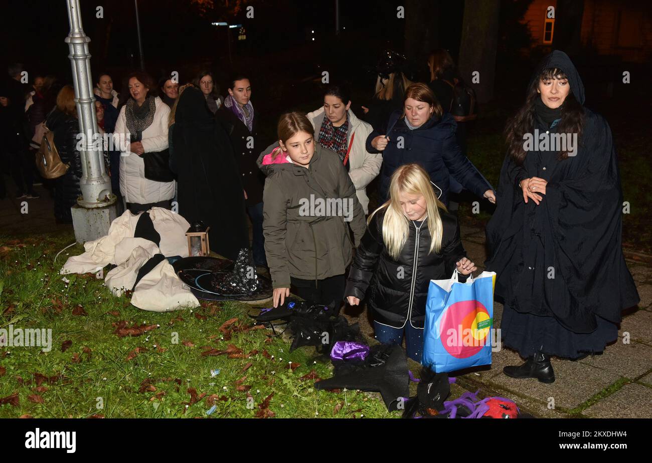 31.10.2019., Zagreb, Croatia - People dressed in witches in night tour ...