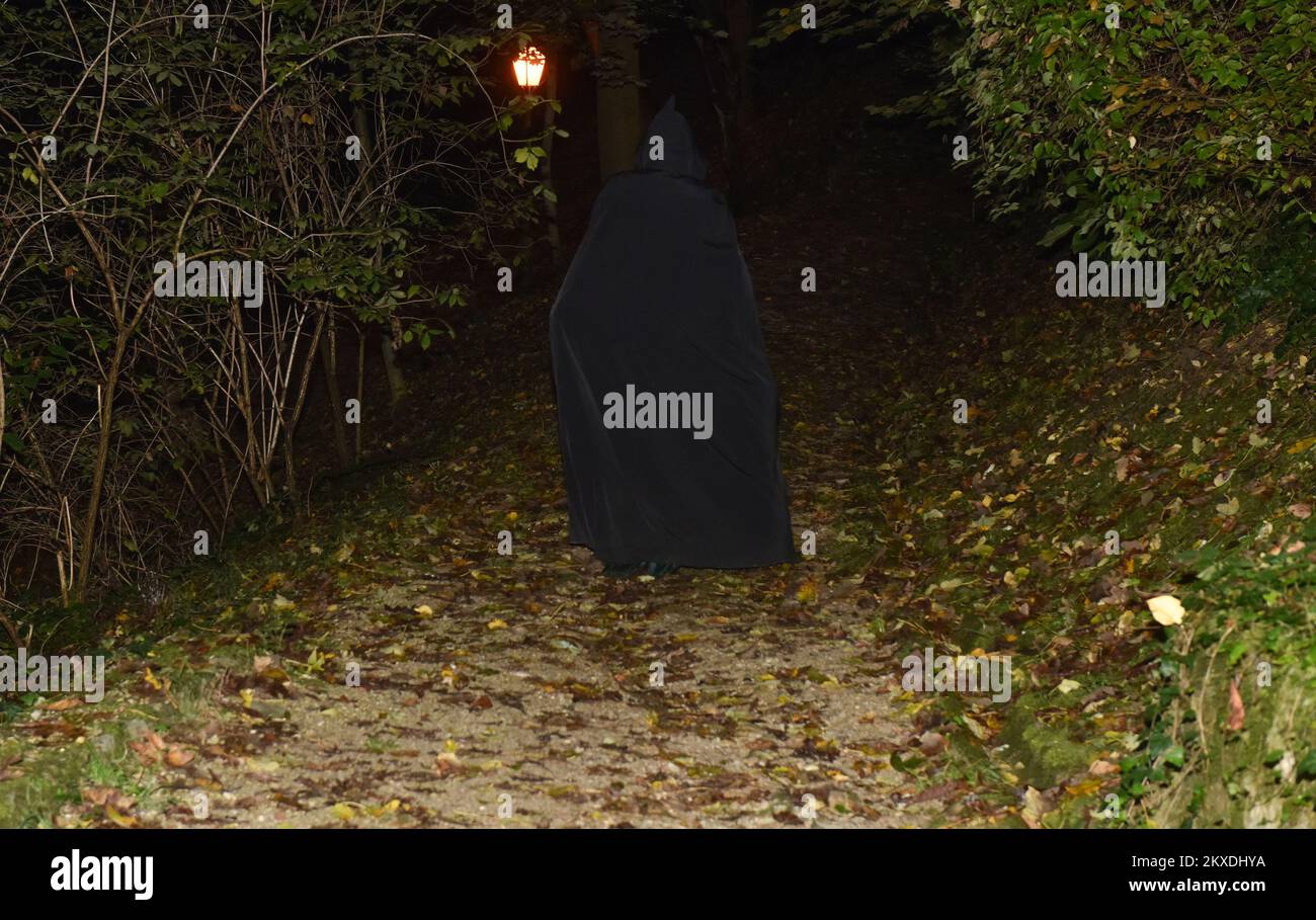 31.10.2019., Zagreb, Croatia - People dressed in witches in night tour ...