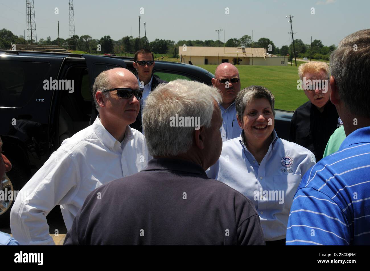 US Homeland Security Secretary at Devastated High School in Al. Alabama ...