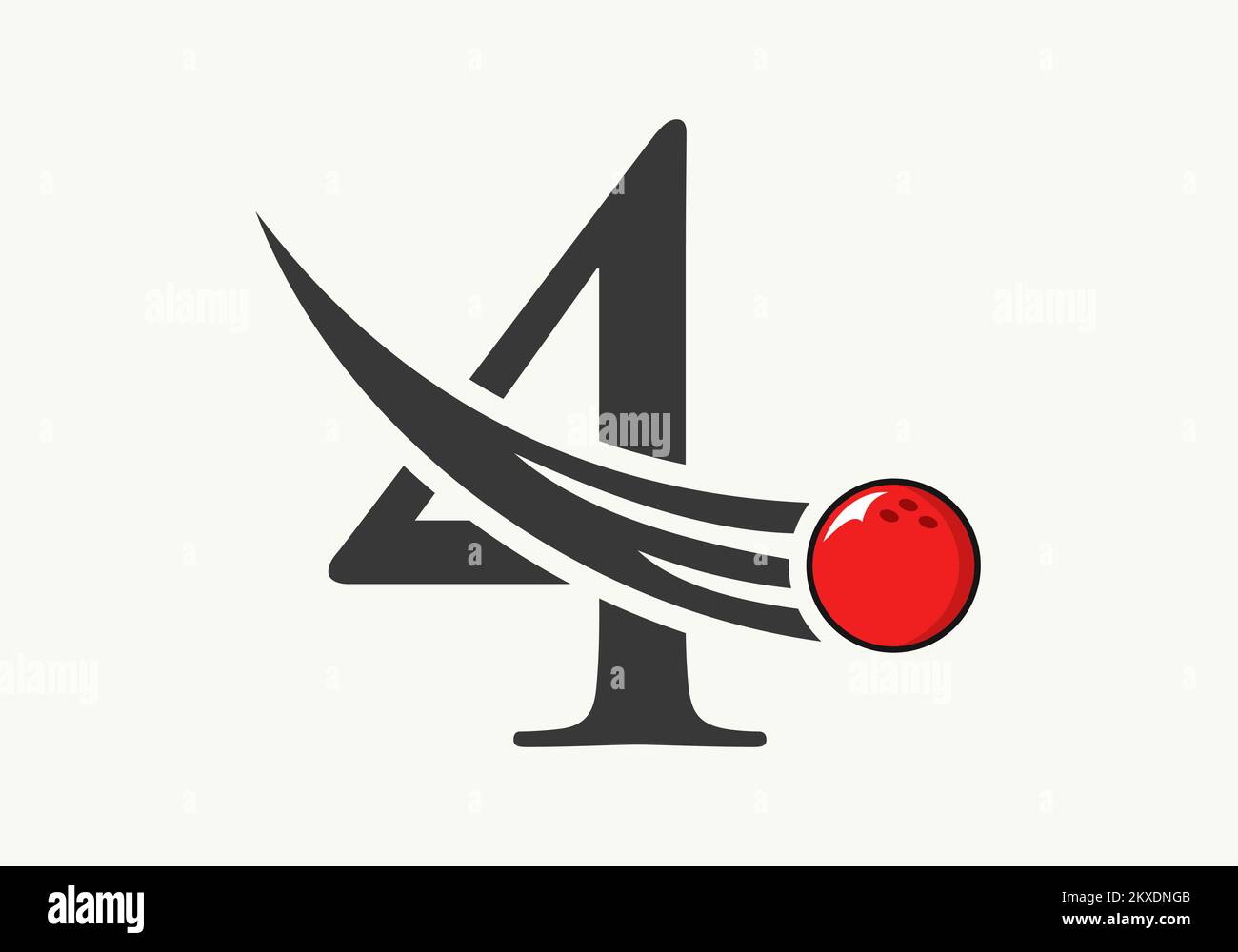 Letter 4 Bowling Logo. Bowling Ball Symbol With Moving Ball Vector ...