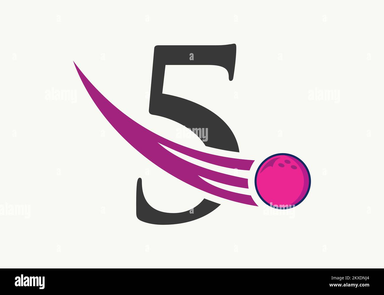 Letter 5 Bowling Logo. Bowling Ball Symbol With Moving Ball Vector ...