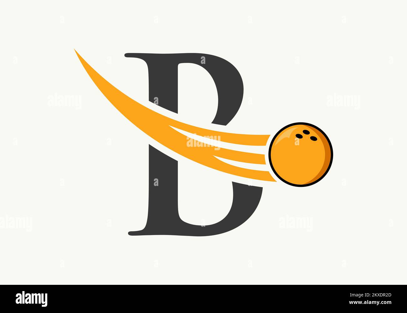 Letter B Bowling Logo. Bowling Ball Symbol With Moving Ball Vector ...