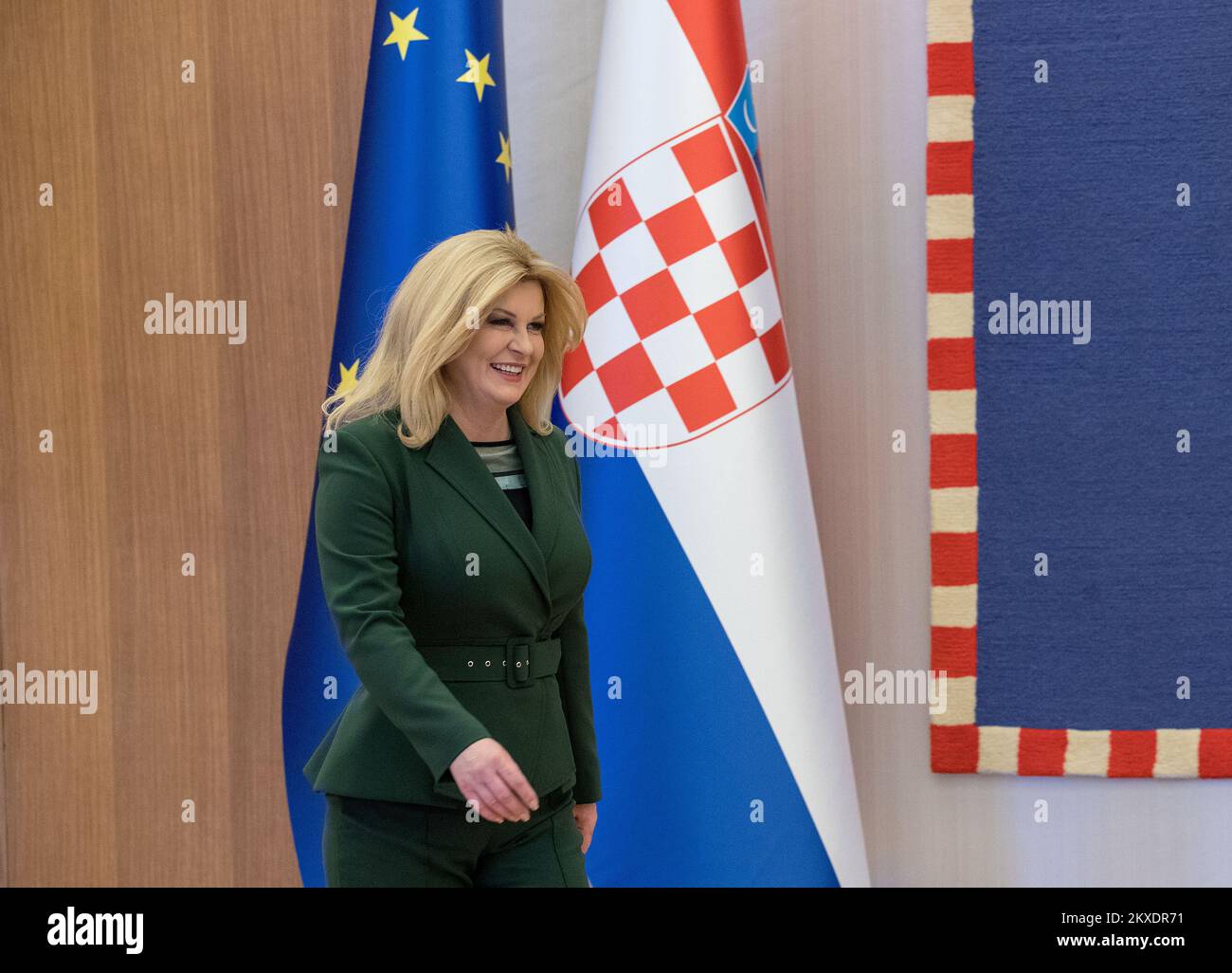 Croatia's President Kolinda Grabar-Kitarovic welcomes Michel Barnier EU ...
