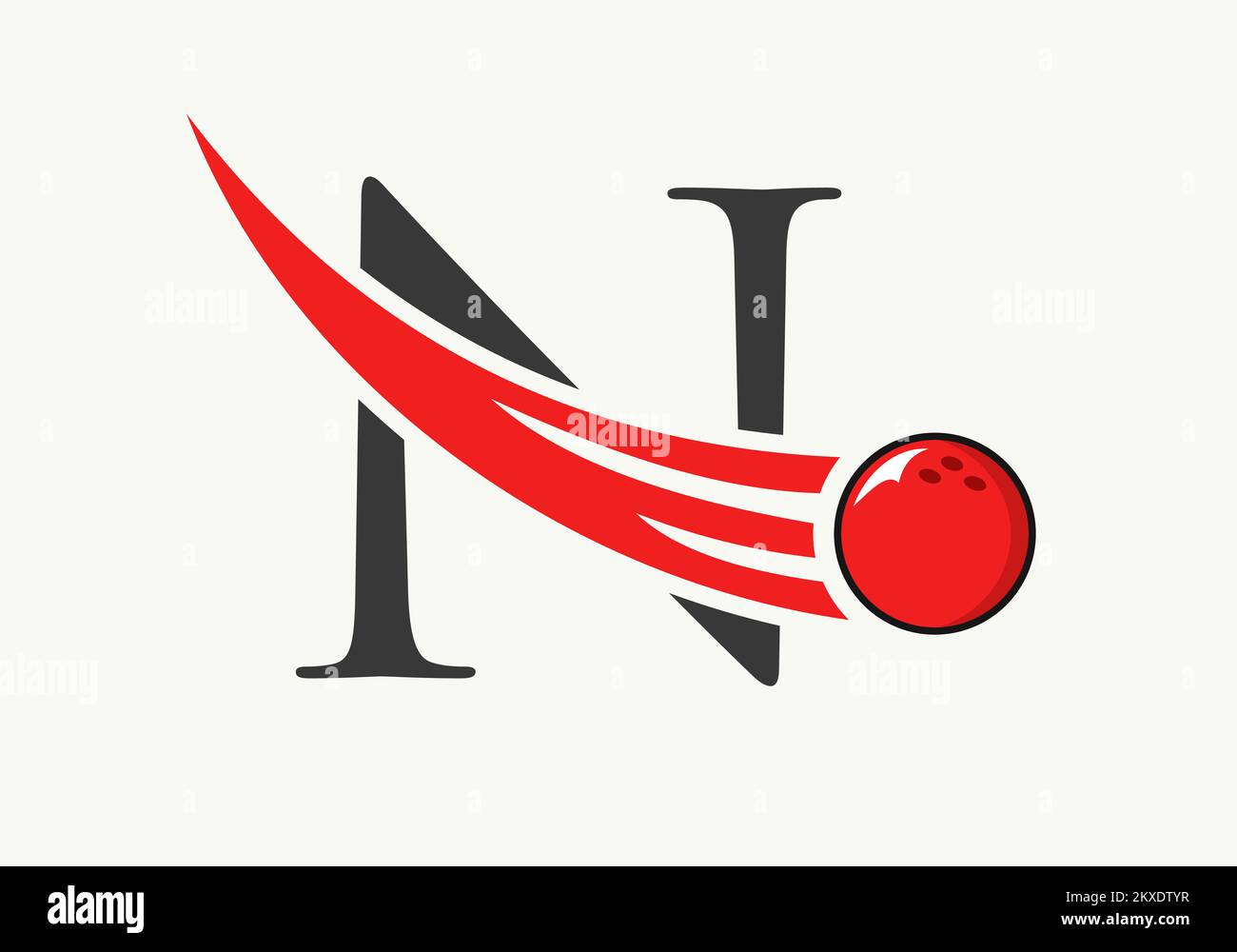 Letter N Bowling Logo. Bowling Ball Symbol With Moving Ball Vector ...