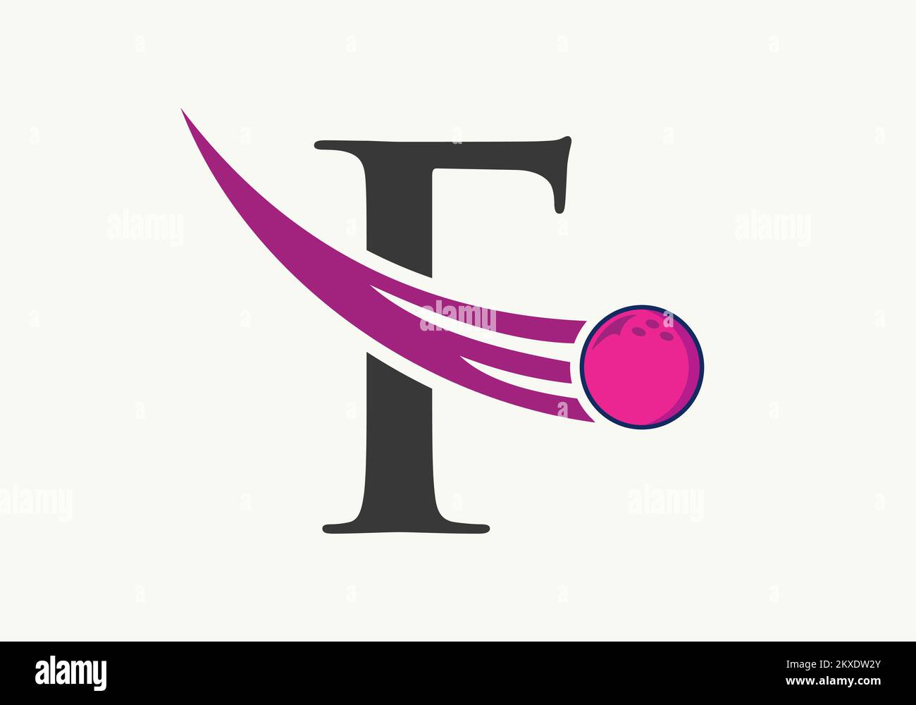 Letter F Bowling Logo. Bowling Ball Symbol With Moving Ball Vector ...