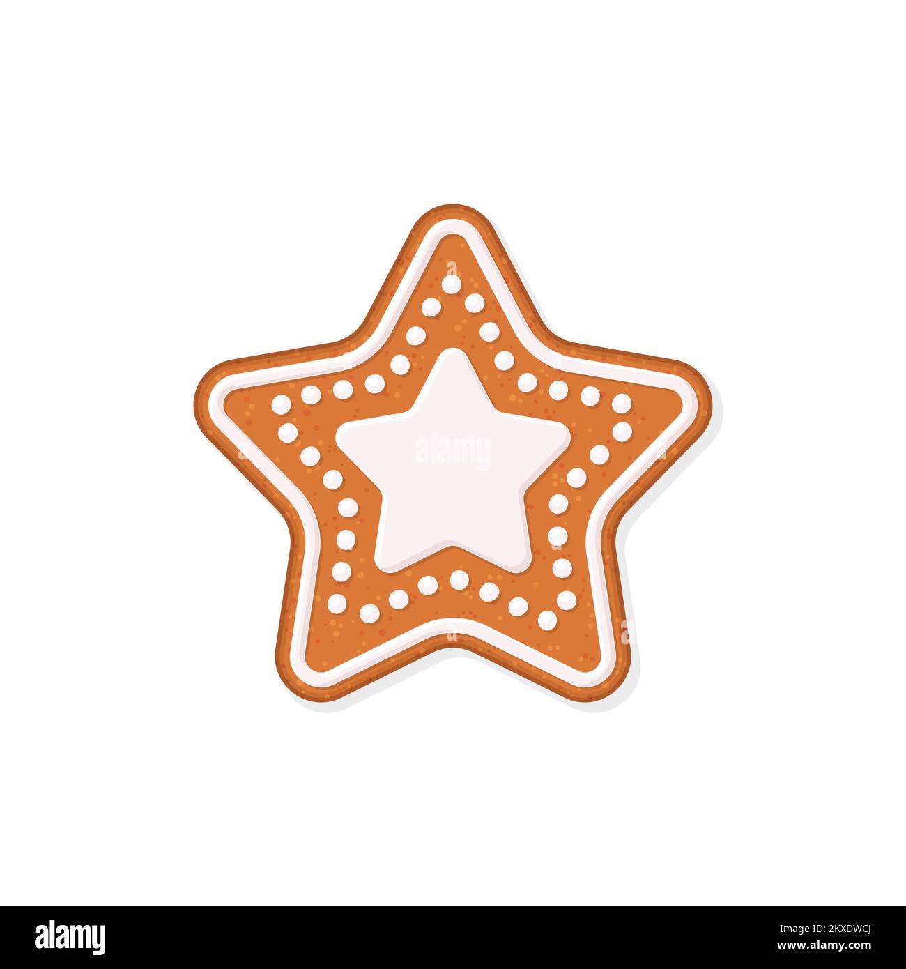 Star shaped Christmas gingerbread cookie with icing decoration. Vector ...