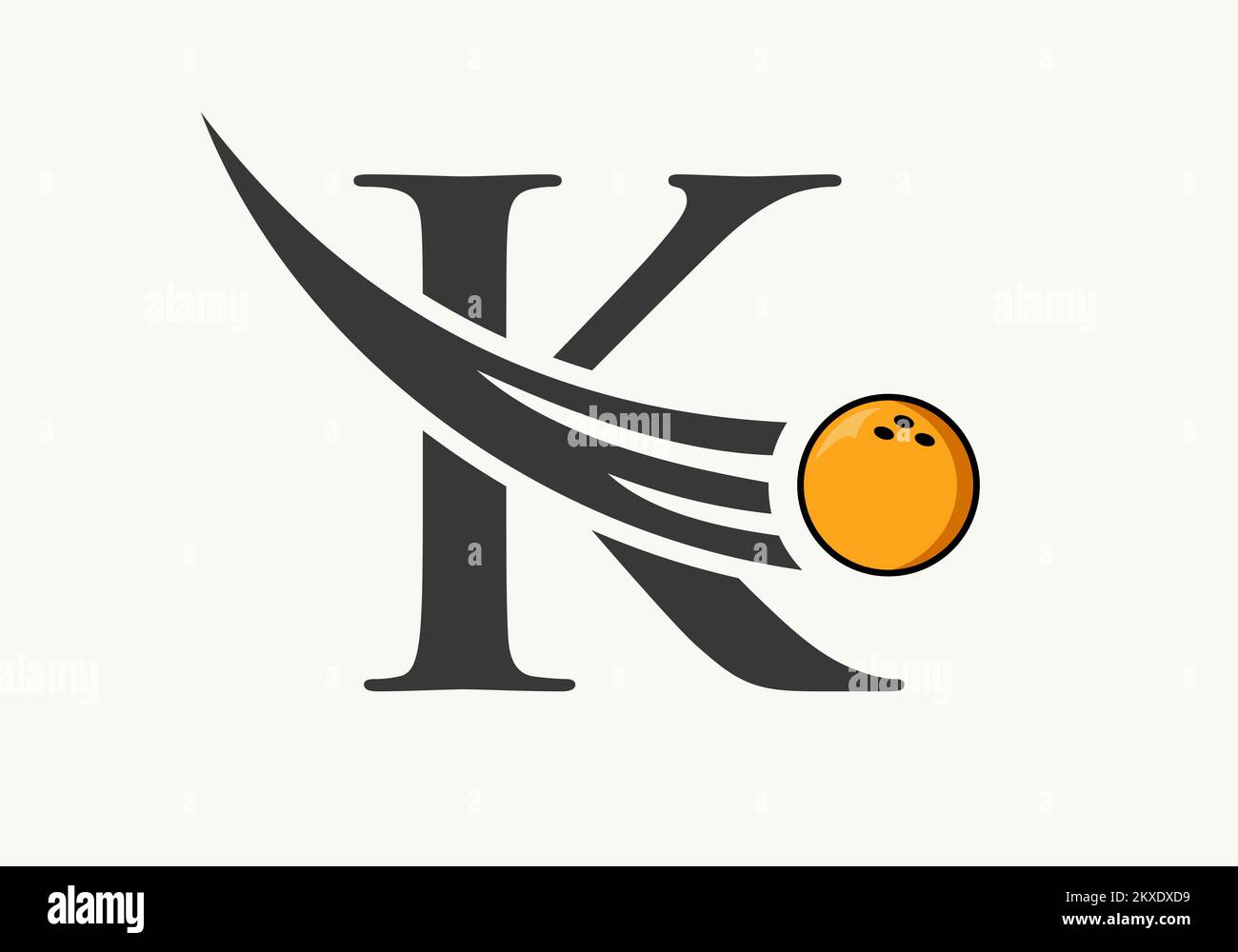 Letter K Bowling Logo. Bowling Ball Symbol With Moving Ball Vector ...