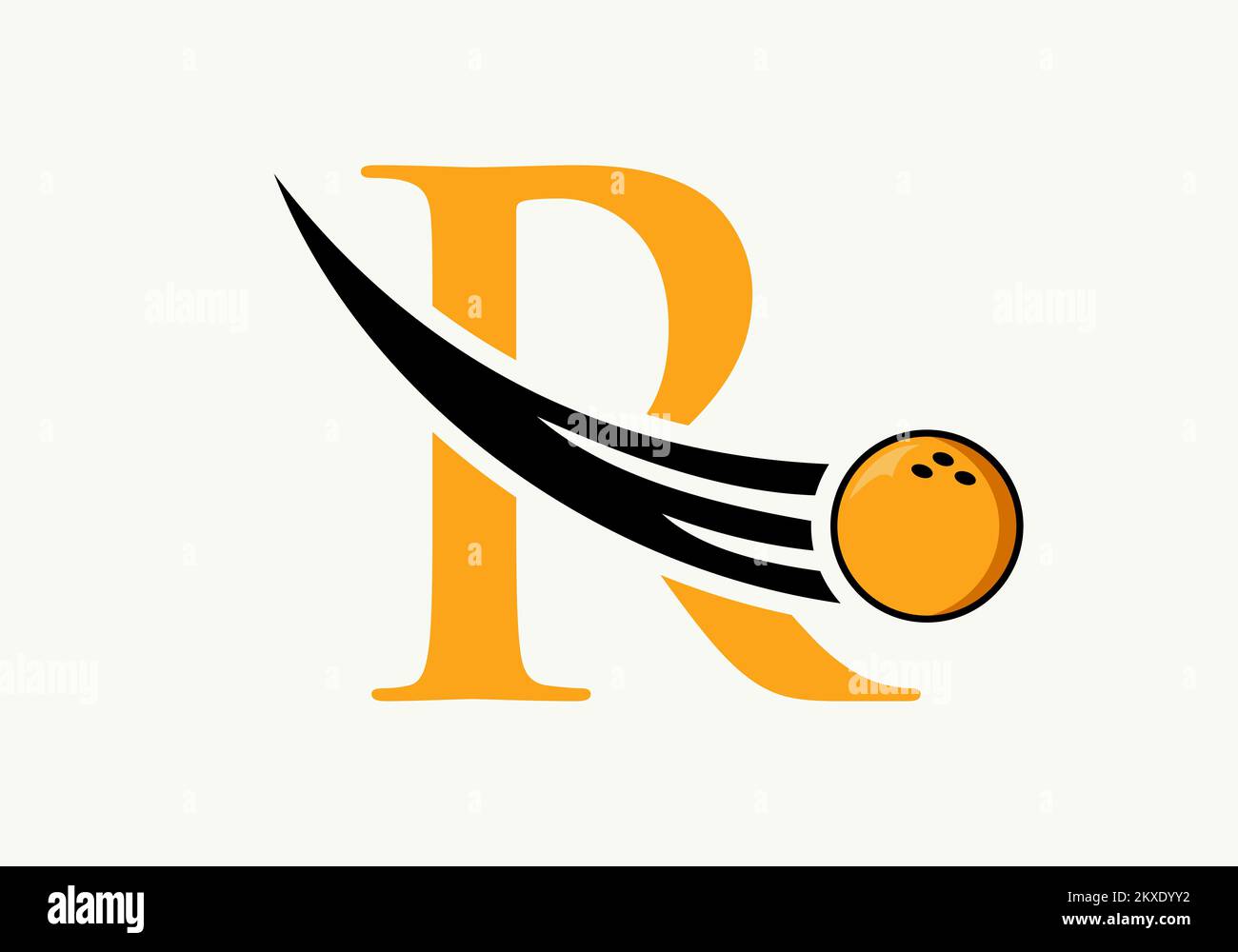 Letter R Bowling Logo. Bowling Ball Symbol With Moving Ball Vector ...