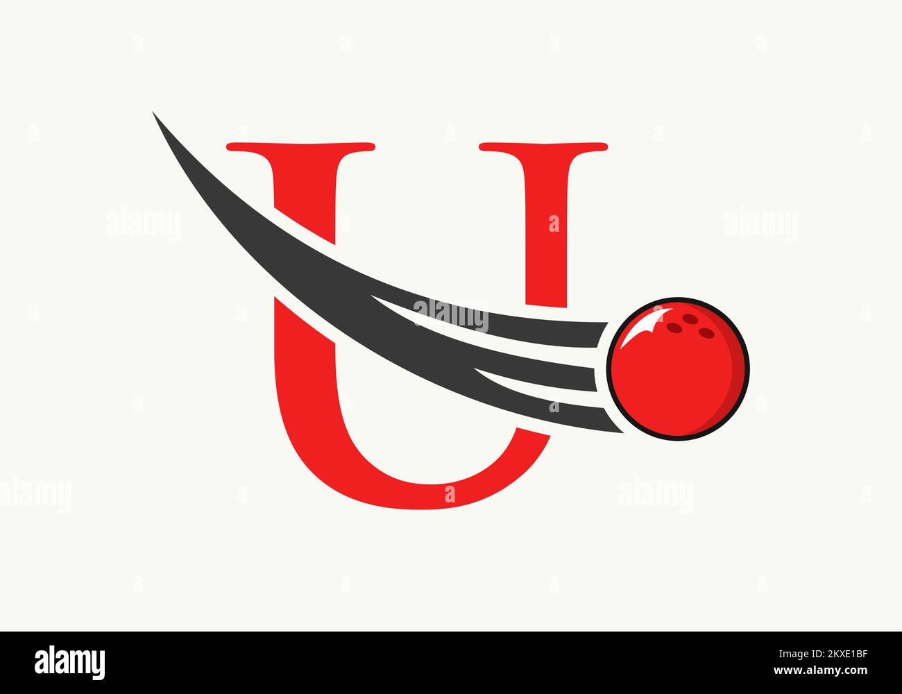 Letter U Bowling Logo. Bowling Ball Symbol With Moving Ball Vector ...