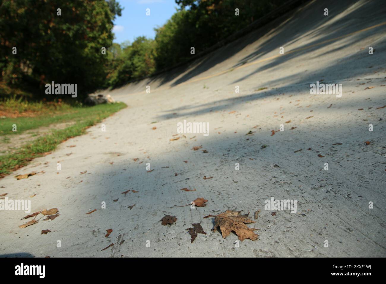 The famous historic inclined curve at the old racing circuit at Monza ...