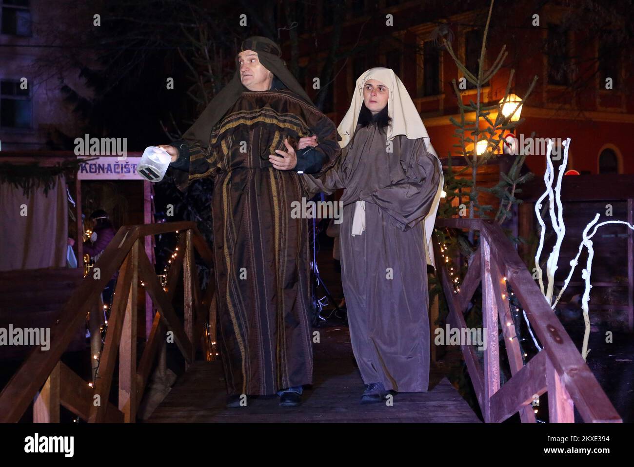 24.12.2019., Karlovac, Croatia - Live Nativity Scene was held in front ...
