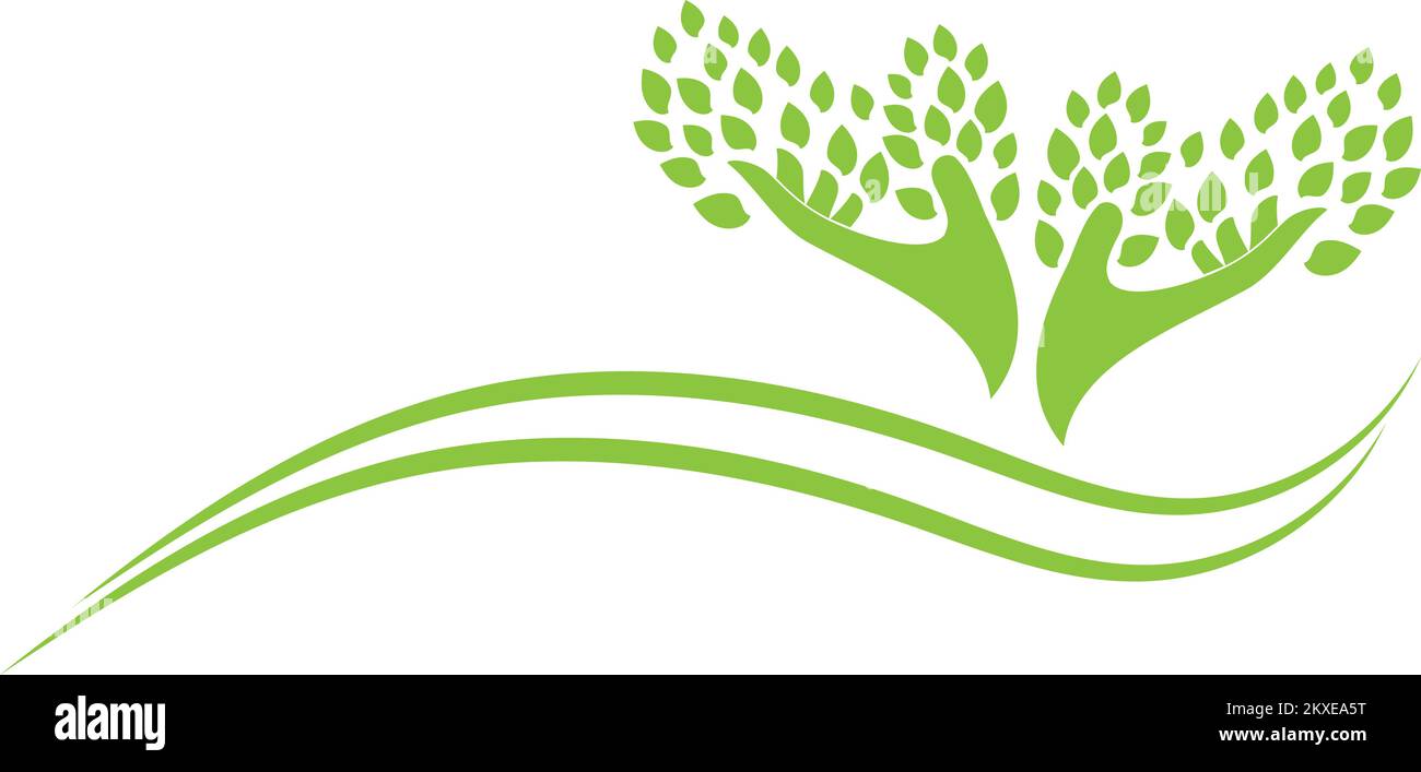 Two hands and leaves, gardener, naturopath, background Stock Vector ...