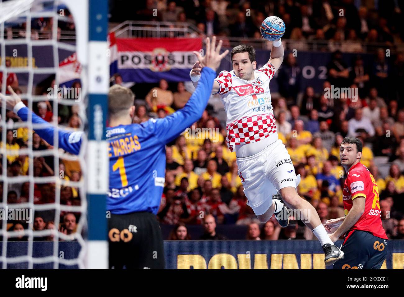 Vlado Matanovic of Croatia throws at goal during the Men's EHF EURO ...