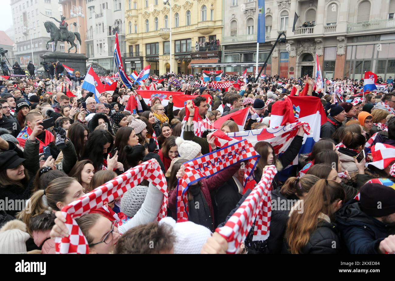 27.01.2020., Zagreb, Croatia - Welcome for Croatian handball team who won a silver medal at the ...
