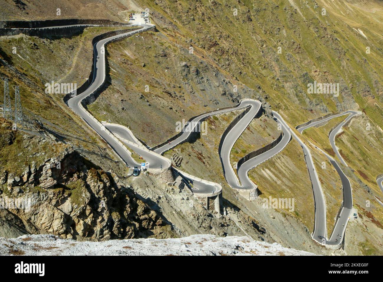 The detail of the hairpins of the challenging road towards the famous ...