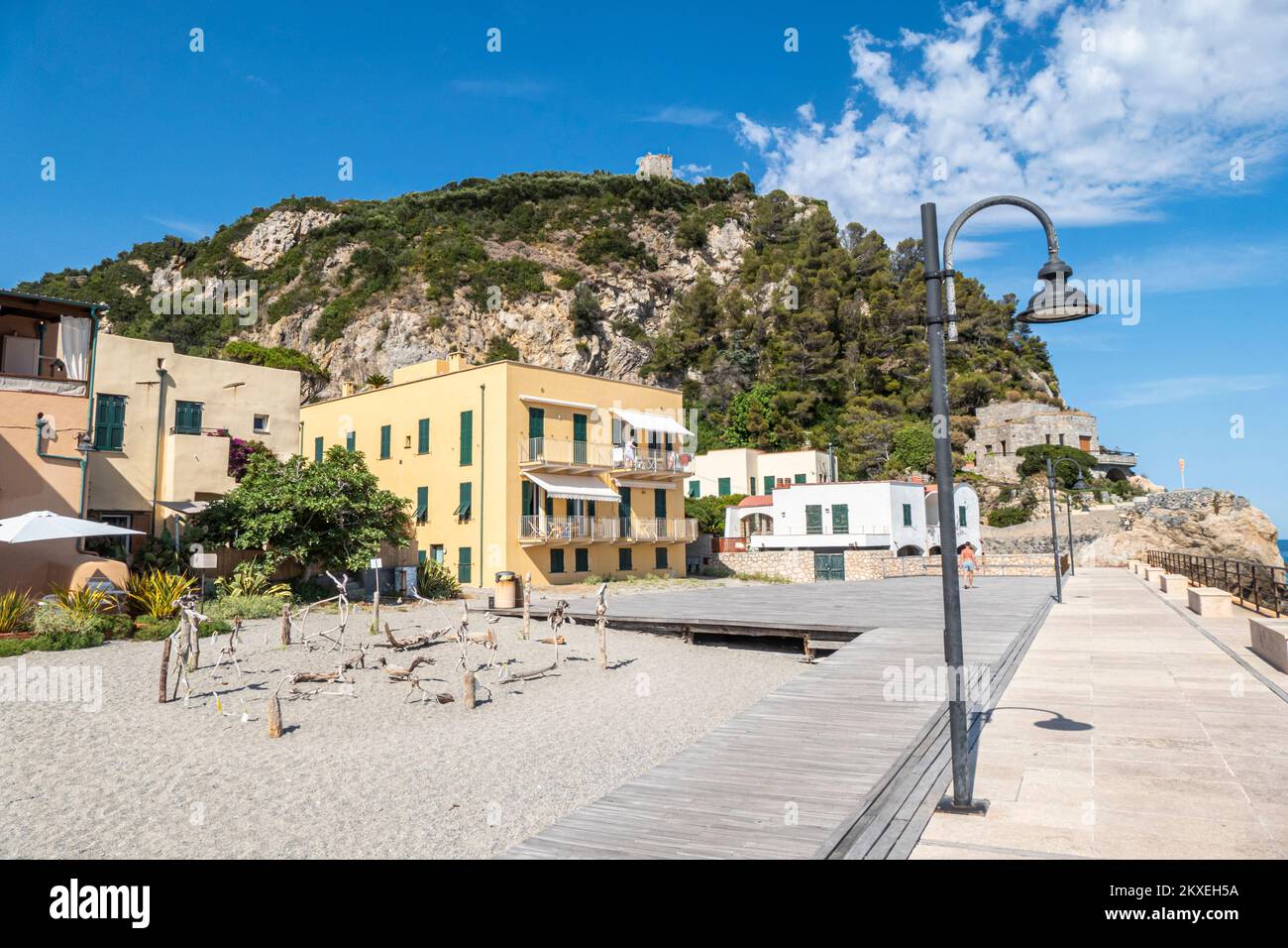 Varigotti, Italy - 10-07-2021: The promenade of Varigotti, with houses ...