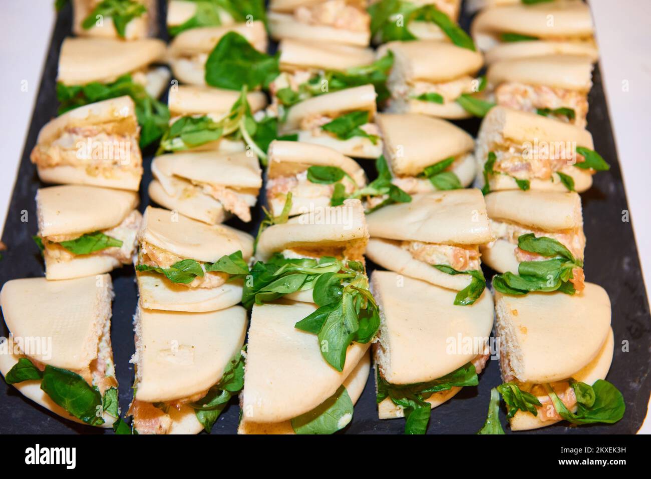 Tray of mini sandwiches for a cocktail Stock Photo - Alamy