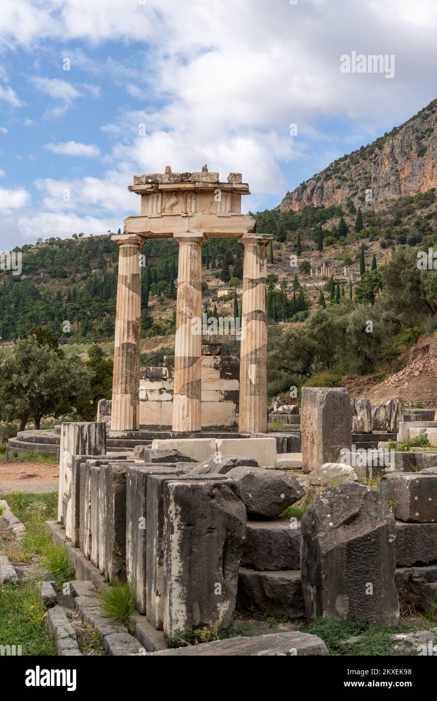 Delphi, Greece - 7 November, 2022: view of the Tholos of Delphi in the ...