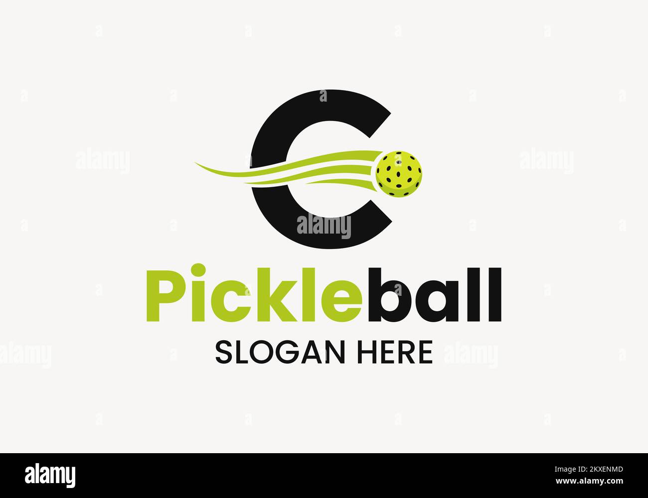 Letter C Pickleball Logo Concept With Moving Pickleball Symbol. Pickle ...