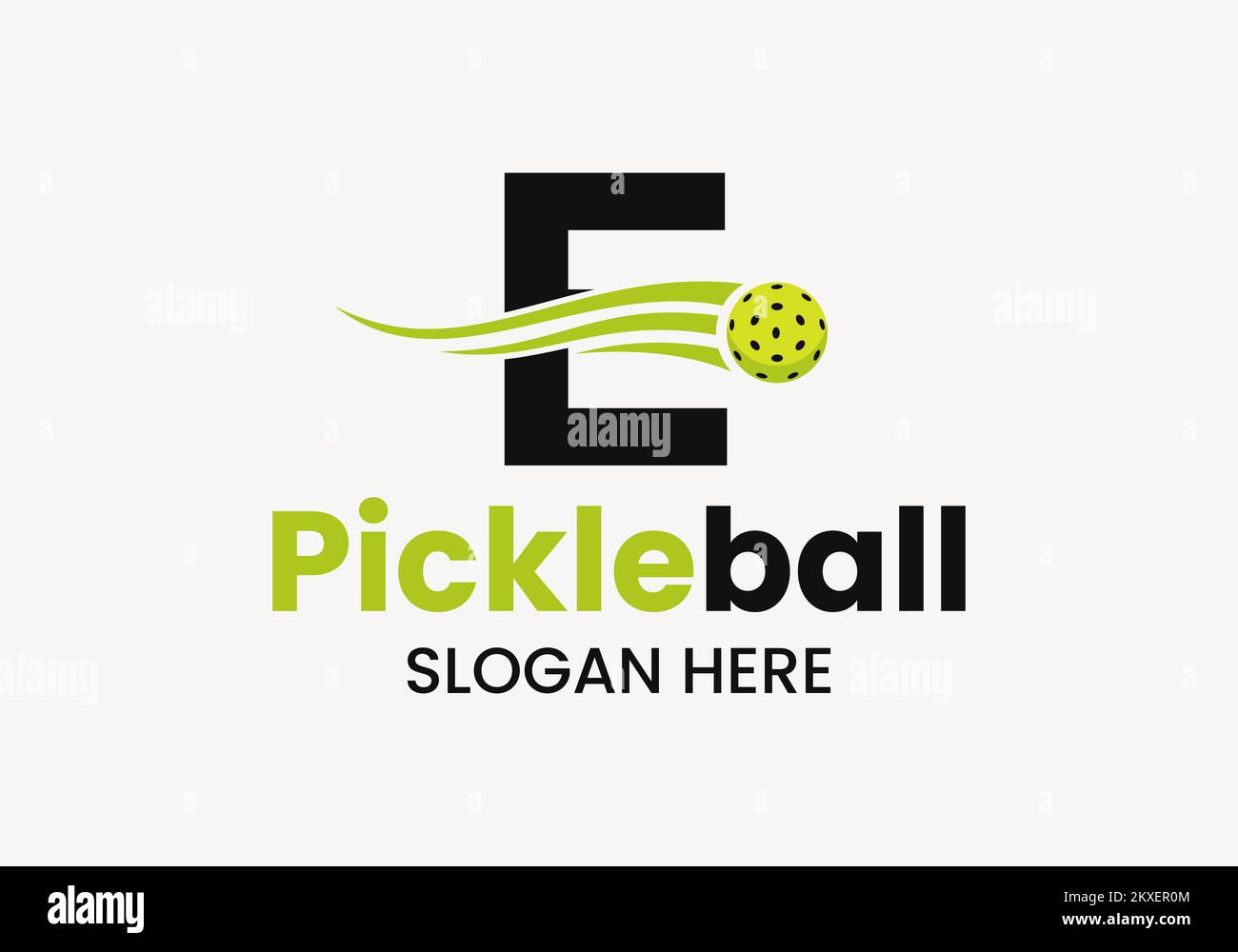 Letter E Pickleball Logo Concept With Moving Pickleball Symbol. Pickle ...
