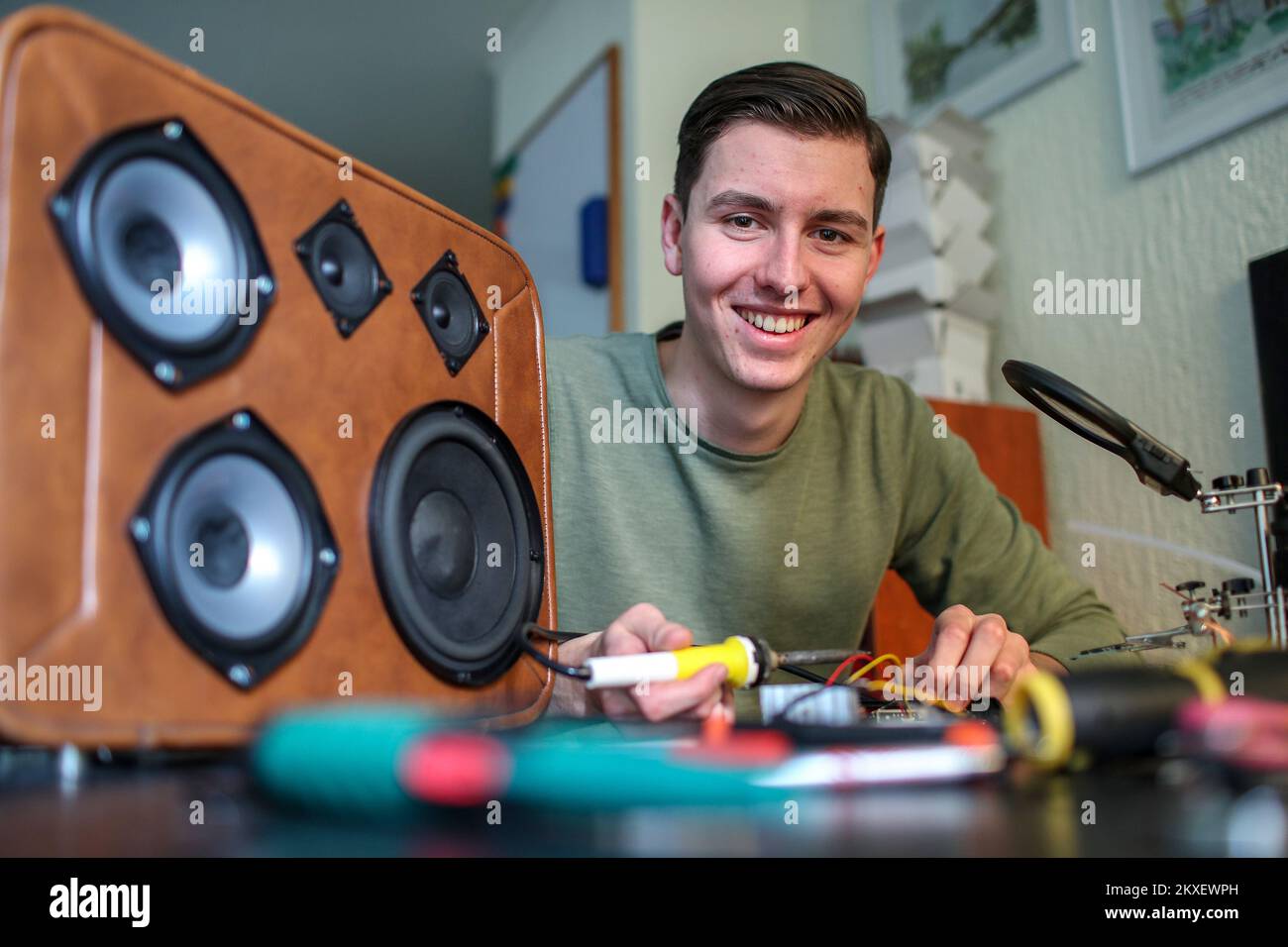 02.02.2020., Zagreb, Croatia - Electrical engineering student Dimitri ...