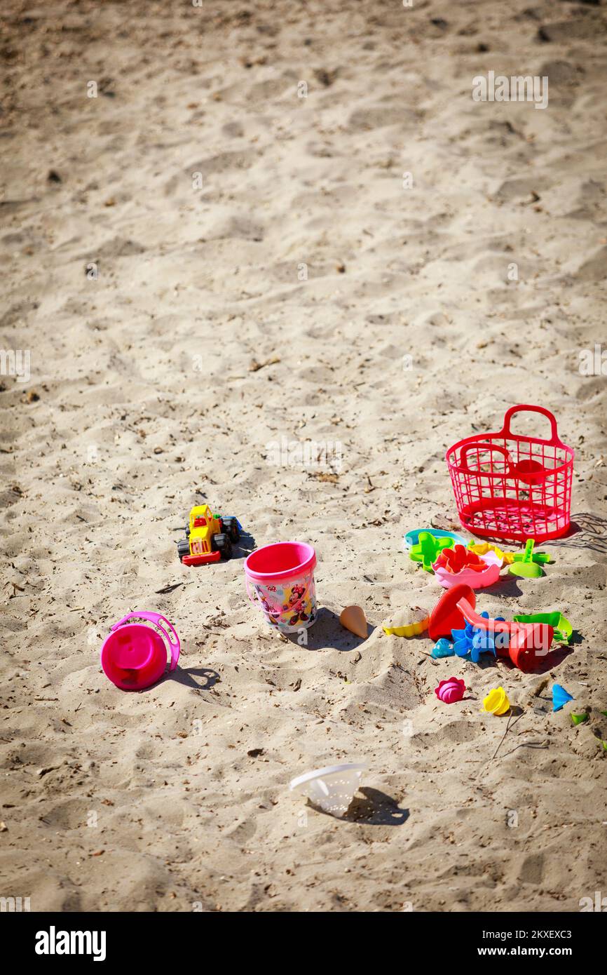 19.03.2020., Split, Croatia - People in shallow water on Firule beach ...
