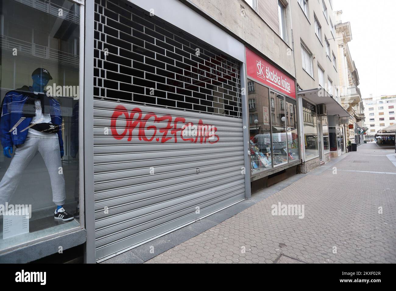 21.03.2020., Zagreb, Croatia - Empty and desolate city streets downtown ...