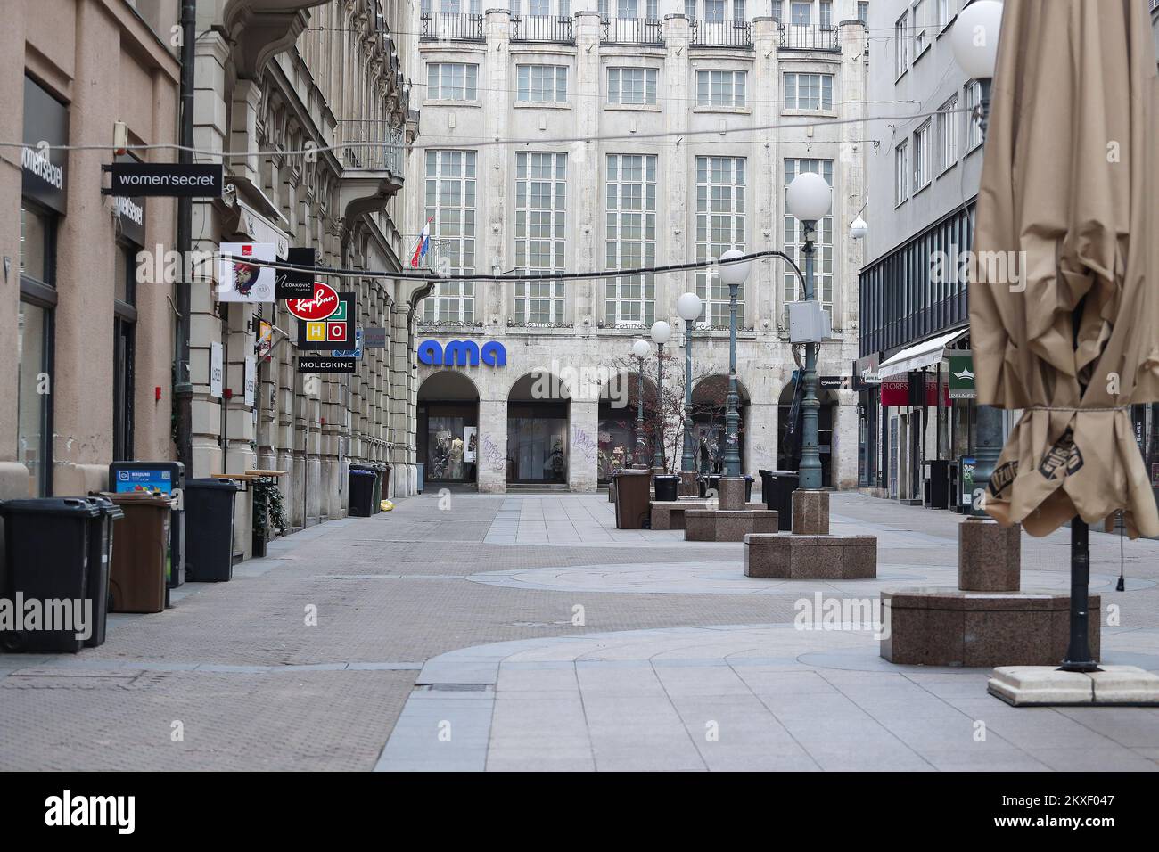 21.03.2020., Zagreb, Croatia - Empty and desolate city streets downtown ...