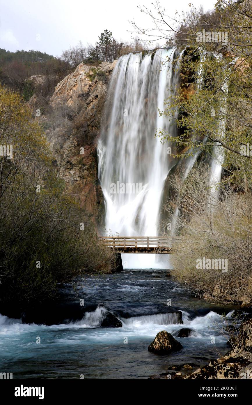 28.03.2020., Knin, Croatia - Krcic waterfall is one of several Croatian ...
