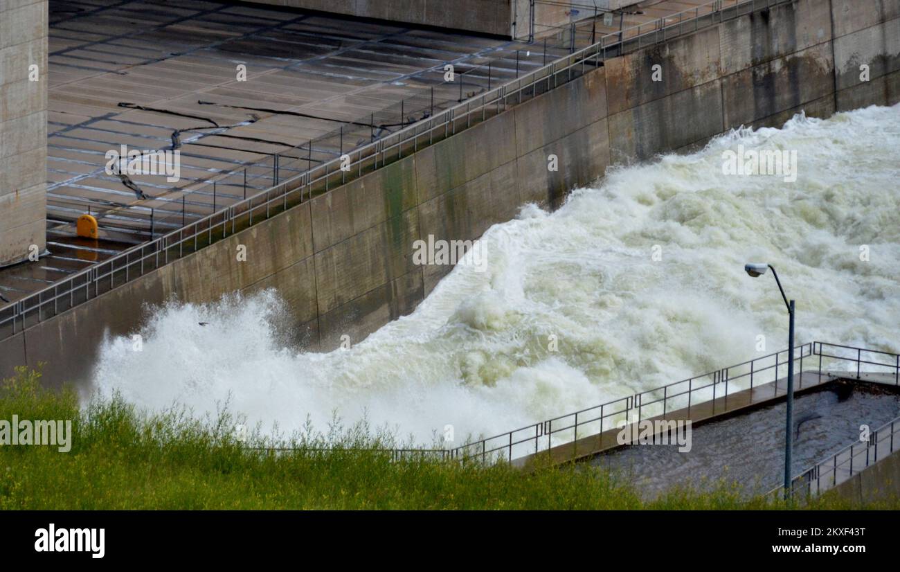 Flooding - Garrison Dam, N. D. , July 17, 2011 Water being release ...