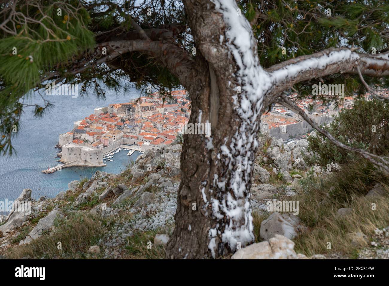 01.04.2020., Croatia, Srdj, Dubrovnik - Extremely cold morning in ...